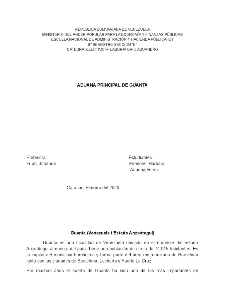 Aduana Princial de Guanta | PDF | Transporte | Naturaleza