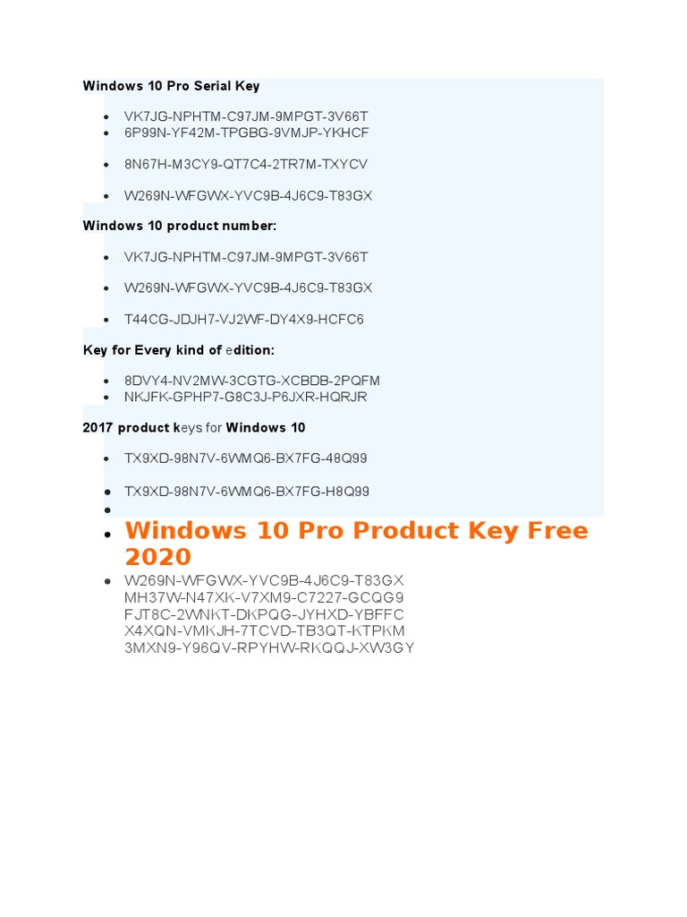 Win 10 Product Keys | PDF