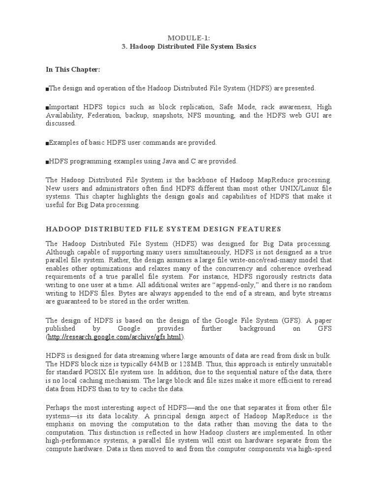 BDA Module-1 Notes | PDF | Apache Hadoop | Replication (Computing)