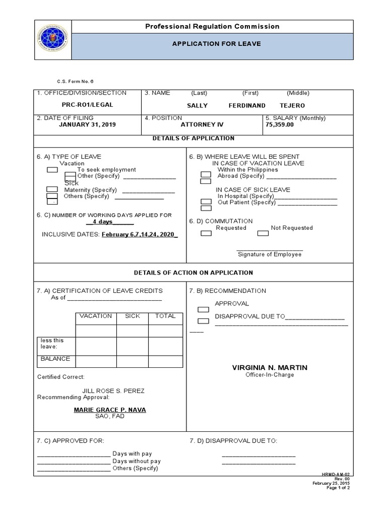 Leave Application Form | PDF | Sick Leave | Employment