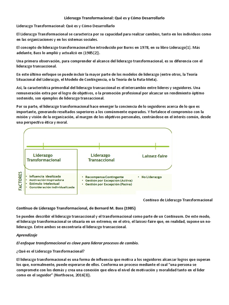 Liderazgo Transformacional | PDF | Liderazgo | Psicología Social