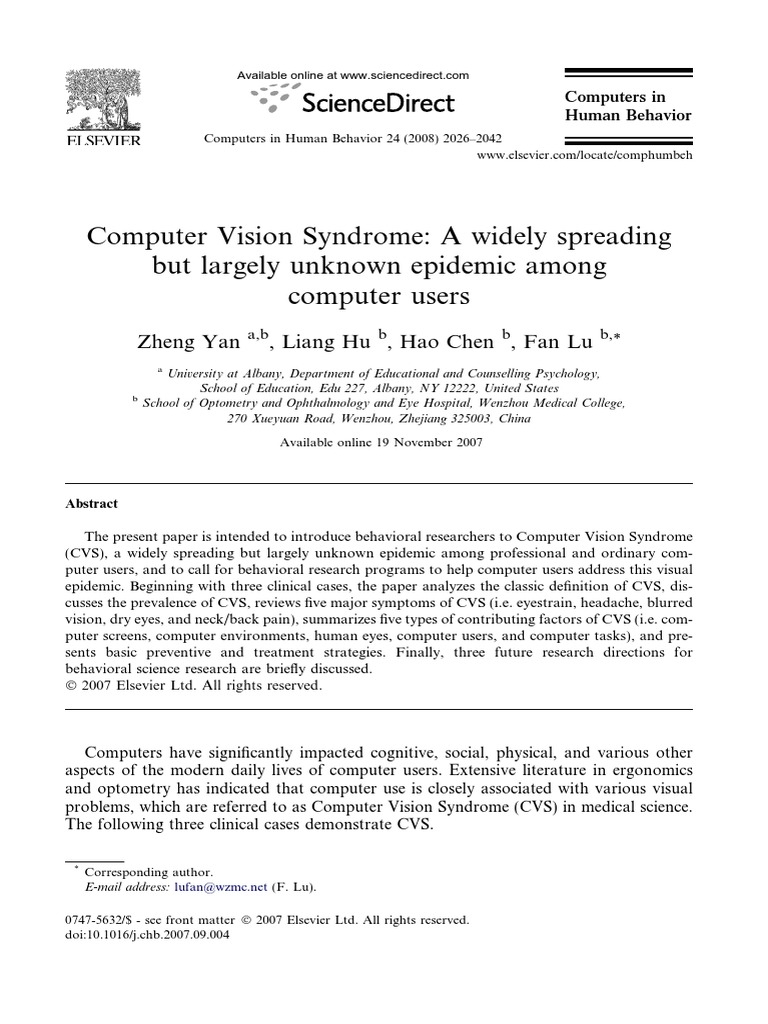 Computer Vision Syndrome: A Widely Spreading But Largely Unknown ...