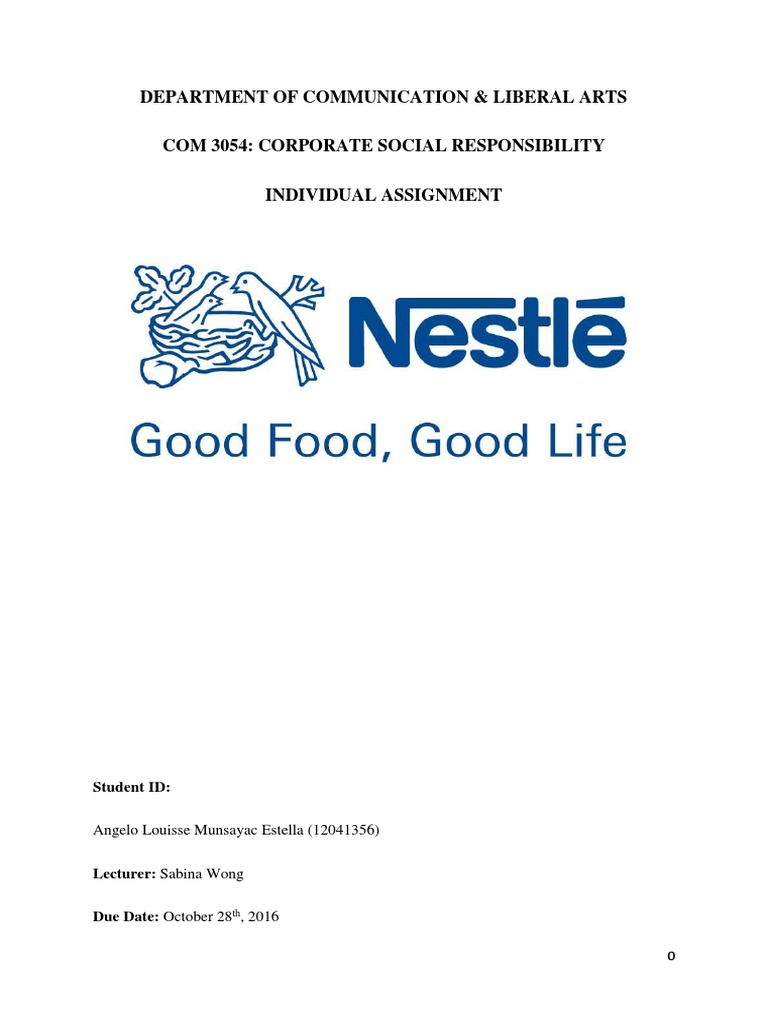 Corporate Social Responsibility Nestle C PDF | PDF | Corporate Social ...