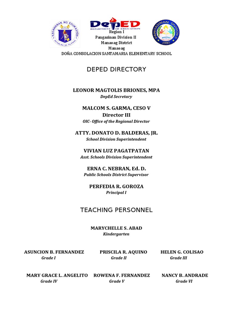 Deped Directory | PDF | Learning | Social Institutions