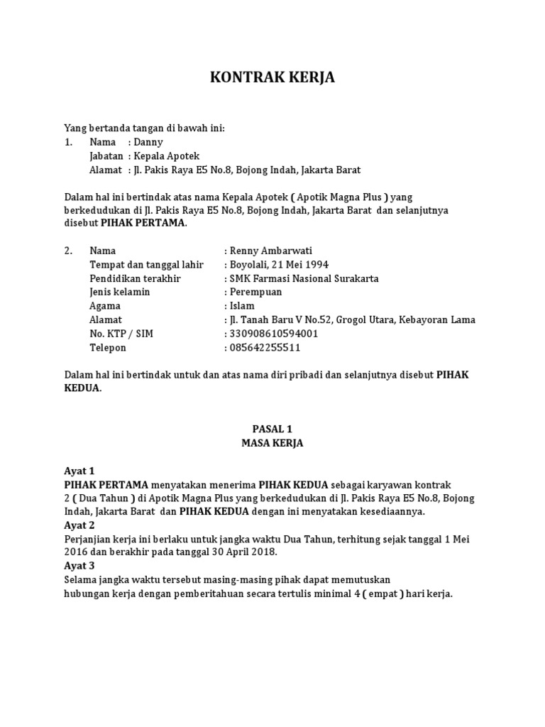 Kontrak Kerja | PDF