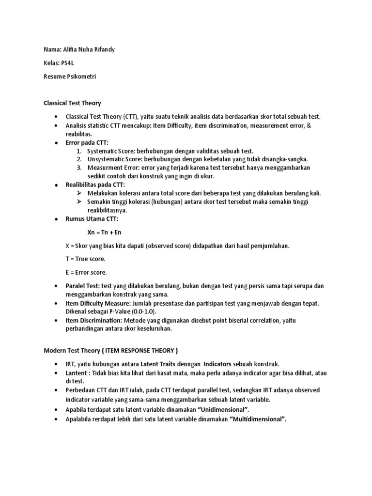 Teori Tes Klasik dan IRT dalam Psikometri | PDF | Komputer
