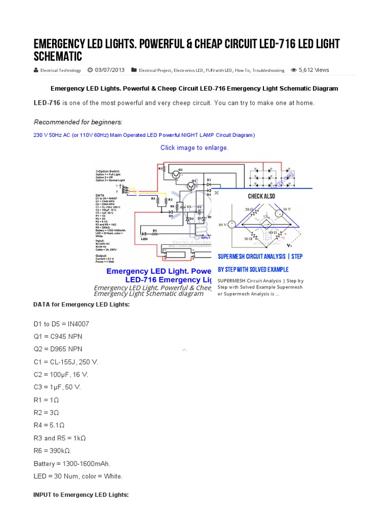 Emergency LED Lights | PDF | Components | Electricity