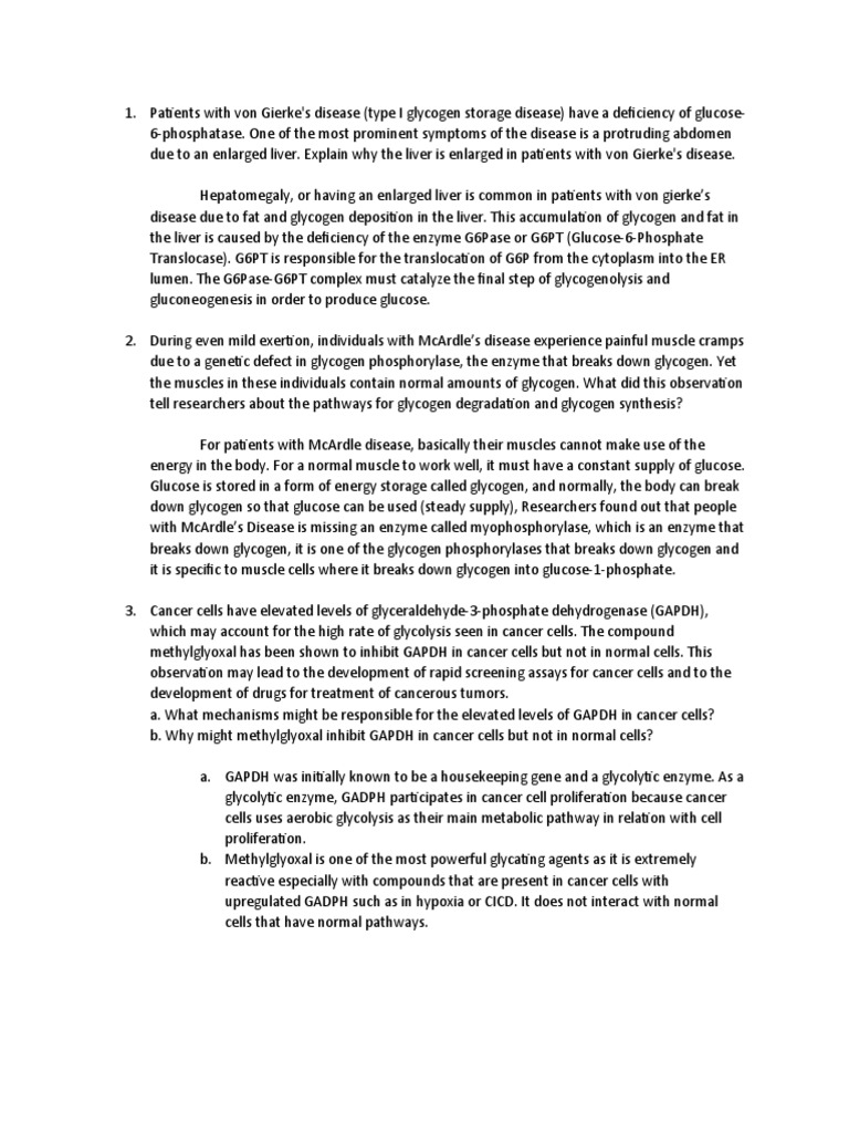 Biochemistry 2 Problem Set 2 | PDF | Glycogen | Glycolysis