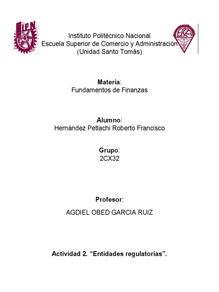 RFHP - U2 - Act2 - Entidades Regulatorias | PDF | Gobierno | Economias