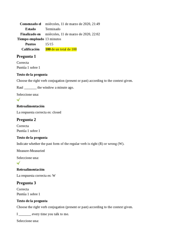 Cuestionario 1 Assignment 1 Questionnaire U1 | PDF