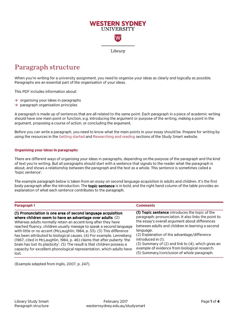 Paragraph Structure PDF | PDF | Paragraph | Learning