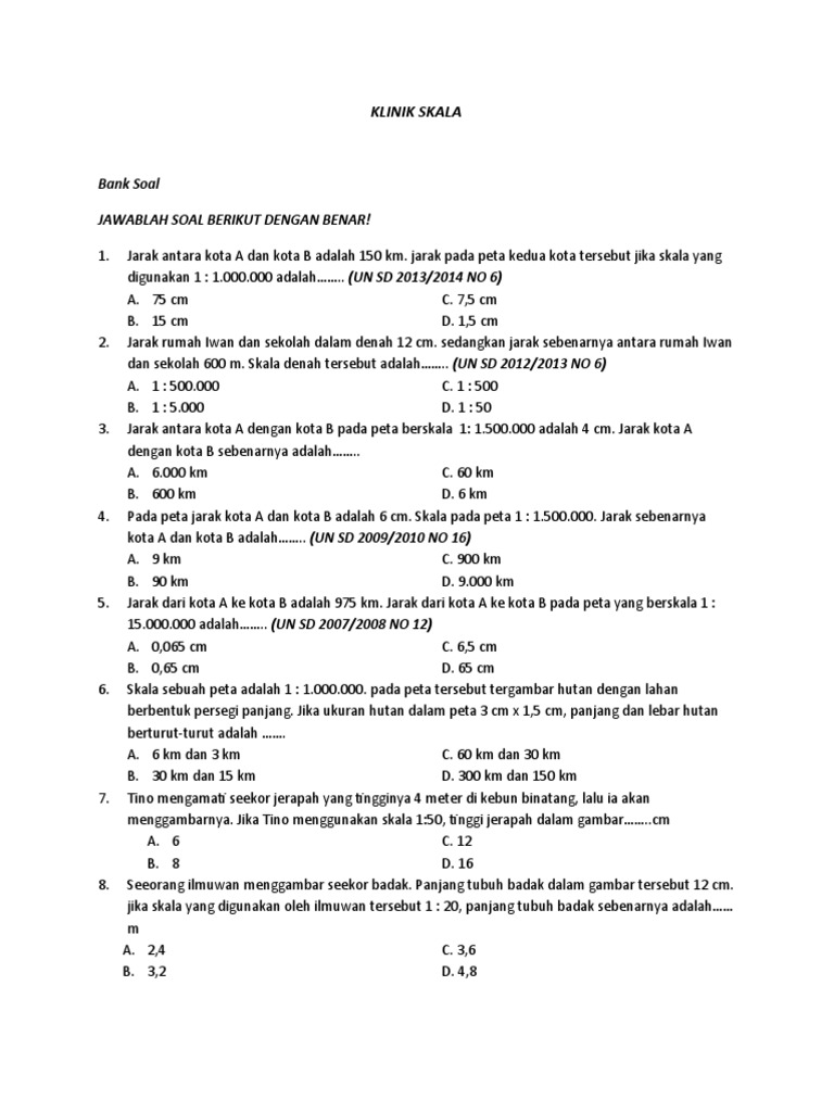 Bank Soal Matematika - Skala | PDF