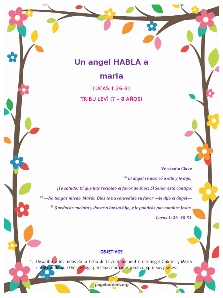 Clase Uncion Kids - Un Angel Habla A Maria | PDF | María, madre de ...