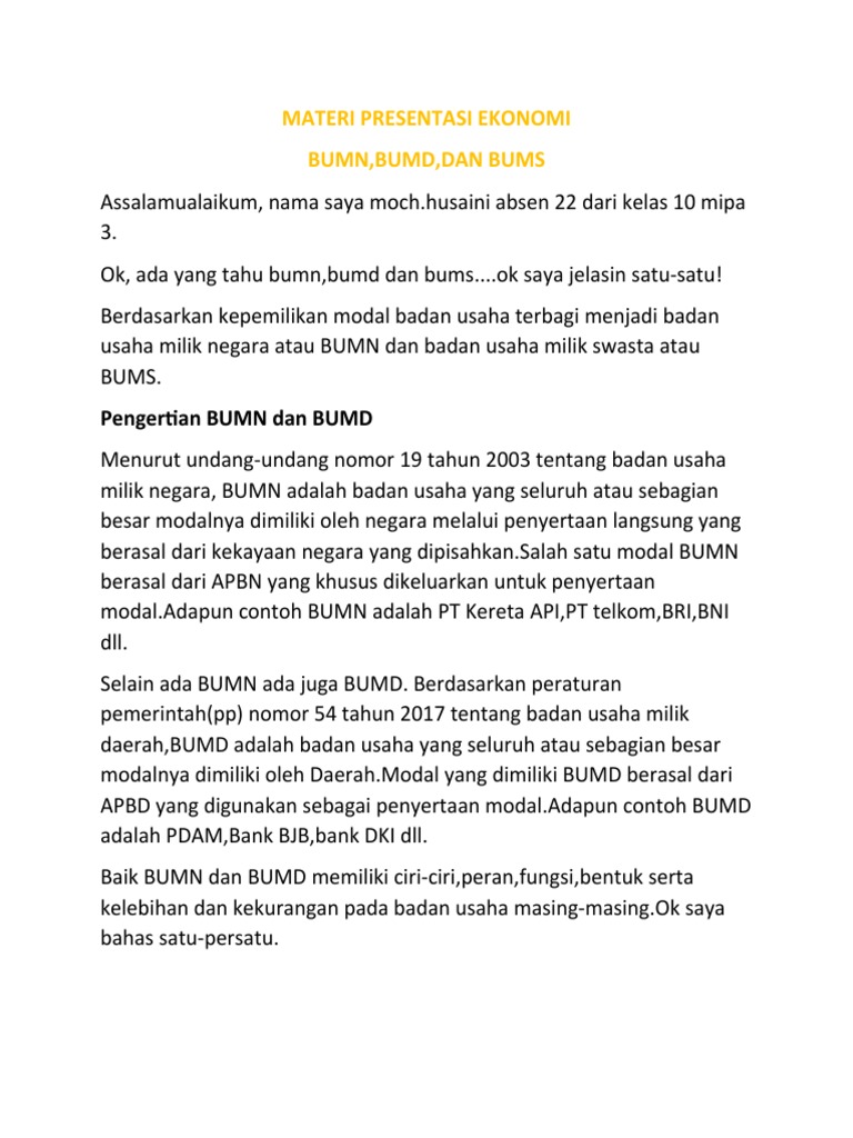 Materi Presentasi Ekonomi | PDF