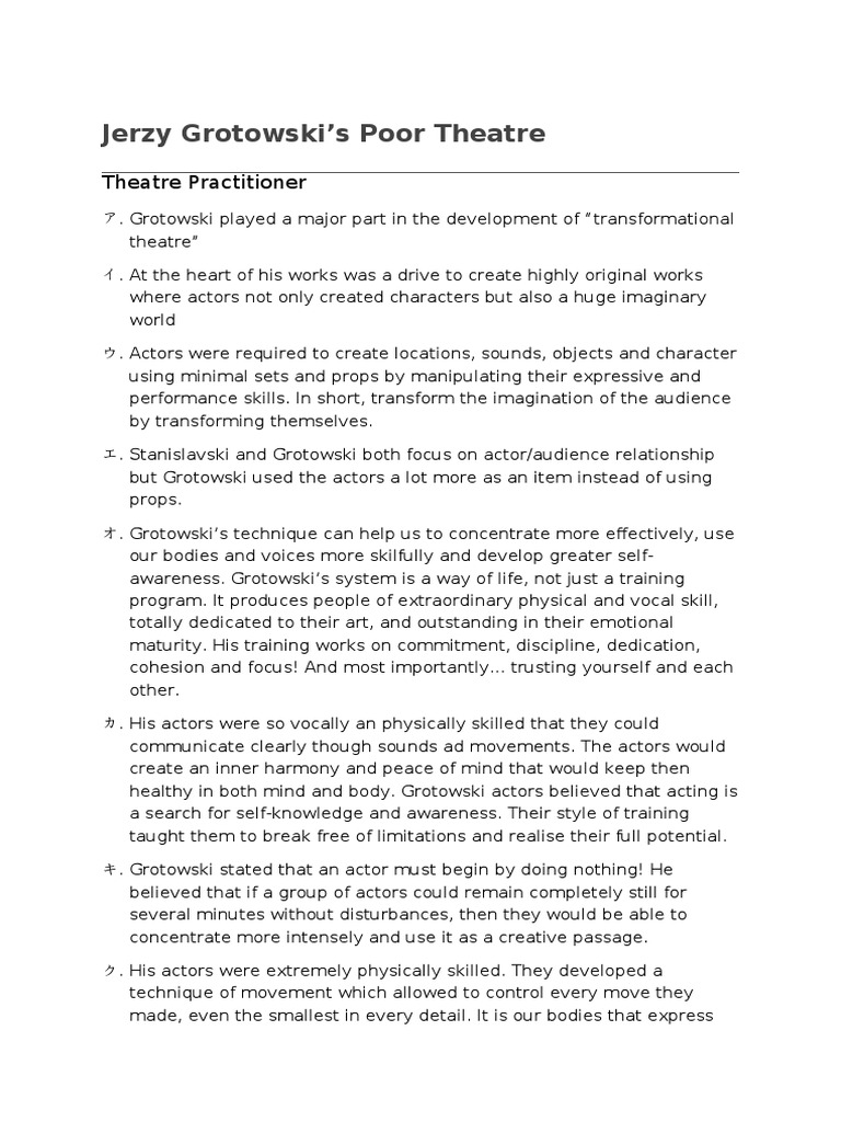 Grotowski's Poor Theatre ? - WILL THATCHER | PDF | Cognition | Psychology