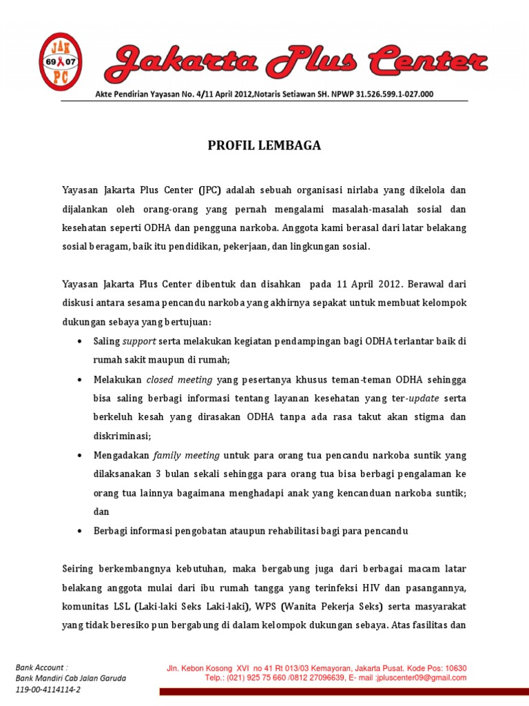 Profil Jakarta Plus Center PDF | PDF