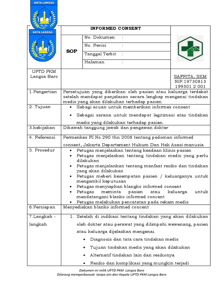 Sop Informed Consent | PDF