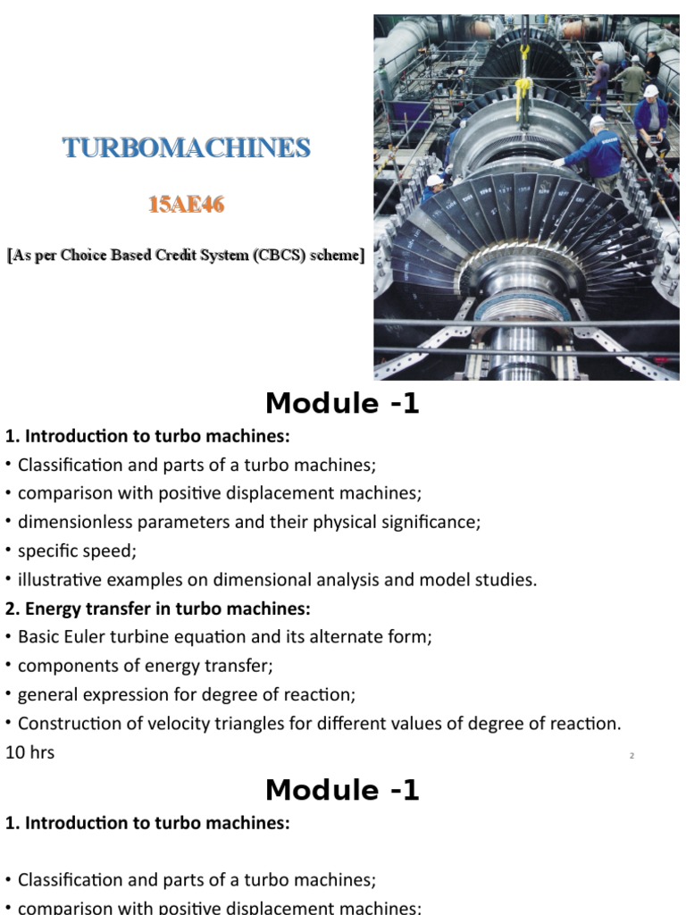 Mod 1.1.introduction To Turbomachines | PDF | Turbomachinery | Turbine