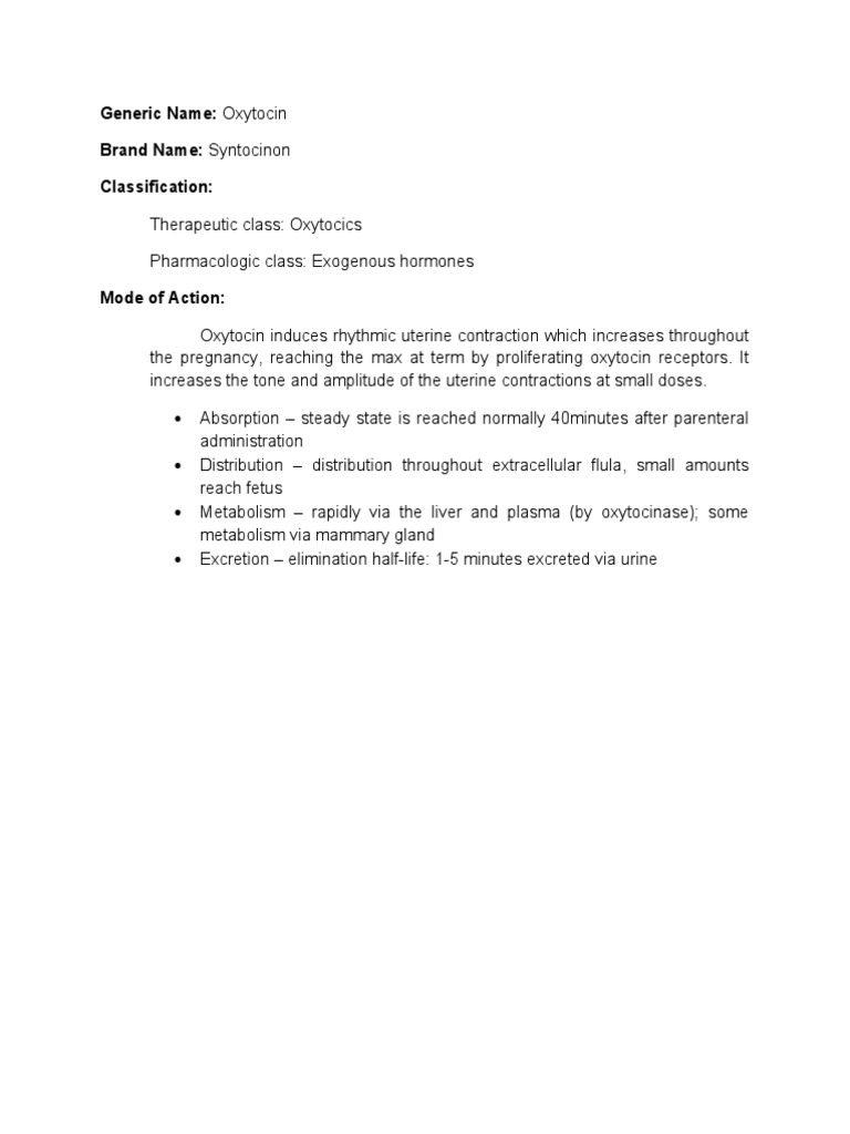Syntocinon Drug | PDF | Wellness