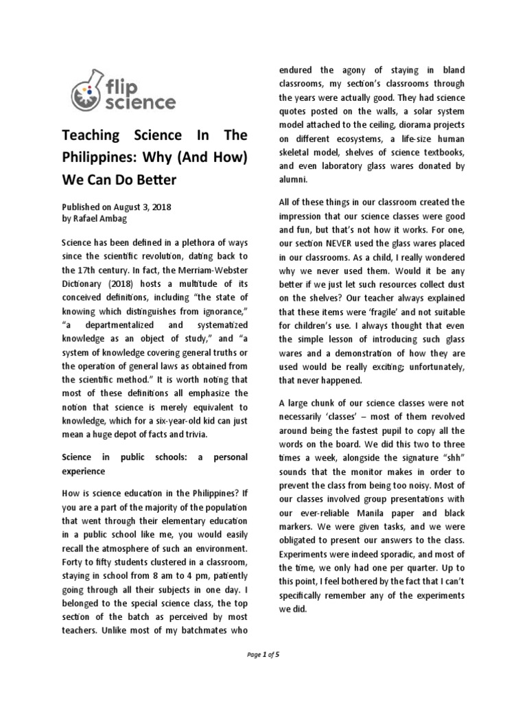 Teaching Science in The Philippines | PDF | Teachers | Science Education