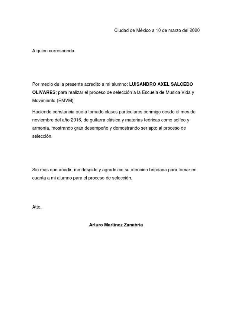 Carta de Constancia PDF | PDF