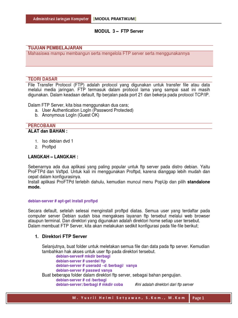 Modul Praktikum FTP Server | PDF | Komputer