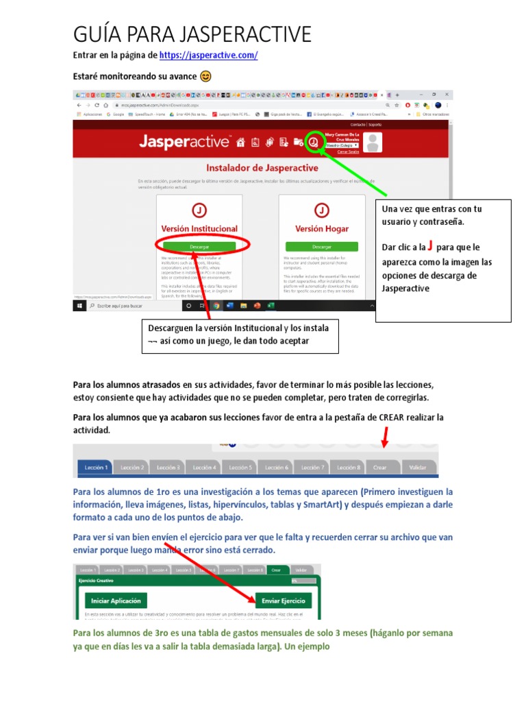 Guía de Trabajo para Jasperactive | PDF