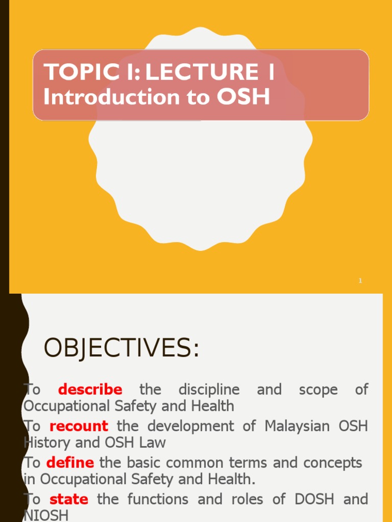 1 Intro To OSH History & Law Sept17 | PDF | Tort | Occupational Safety ...