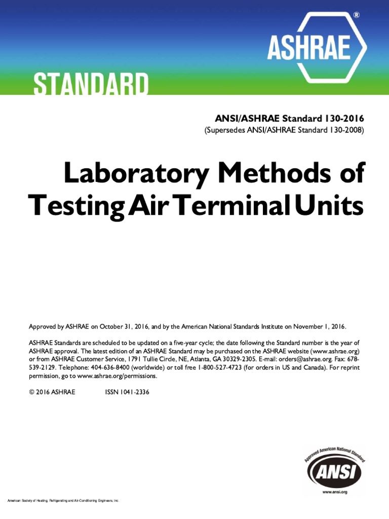 ASHRAE 130-2016 Lab Method of Testing Air Terminal Units | PDF ...