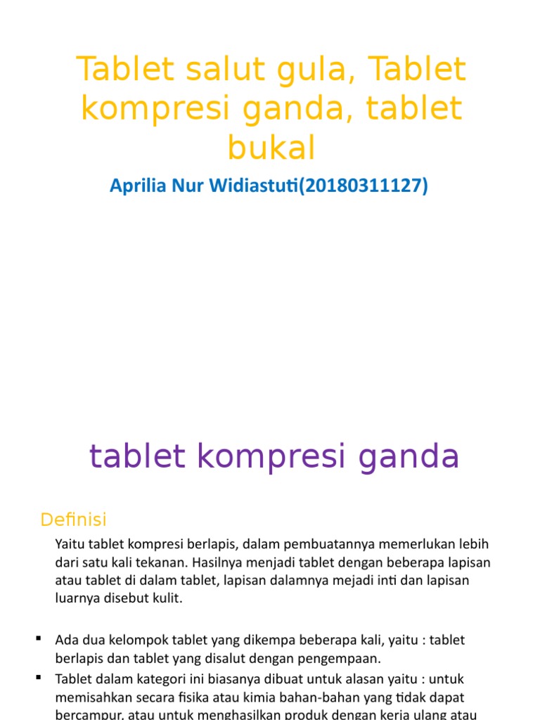 Tablet Salut Gula, Tablet Kompresi Ganda | PDF
