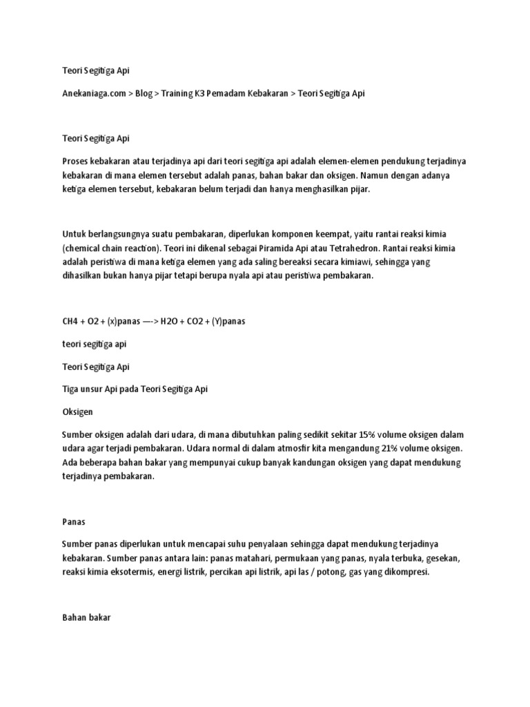 Unsur dan Prinsip Segitiga Api | PDF | Kesehatan Holistik | Sains ...