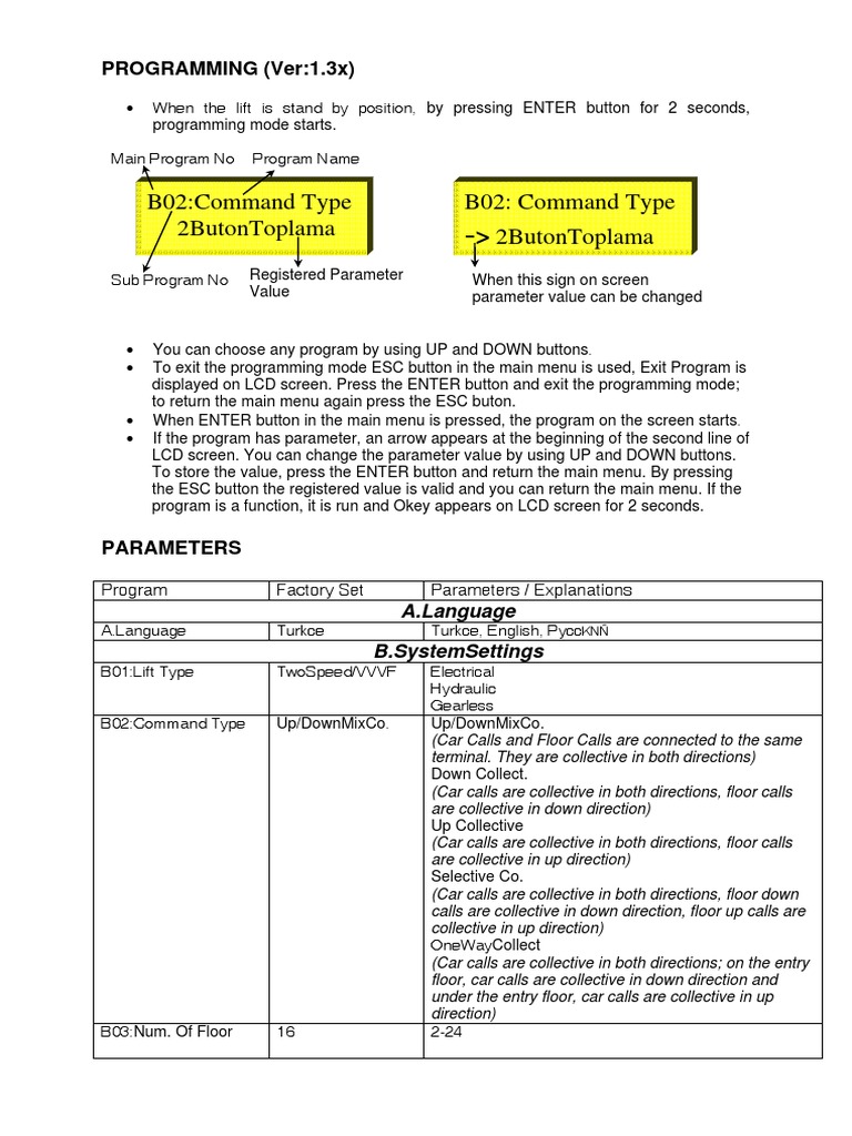 ML65X Programming | PDF | Elevator | Machines