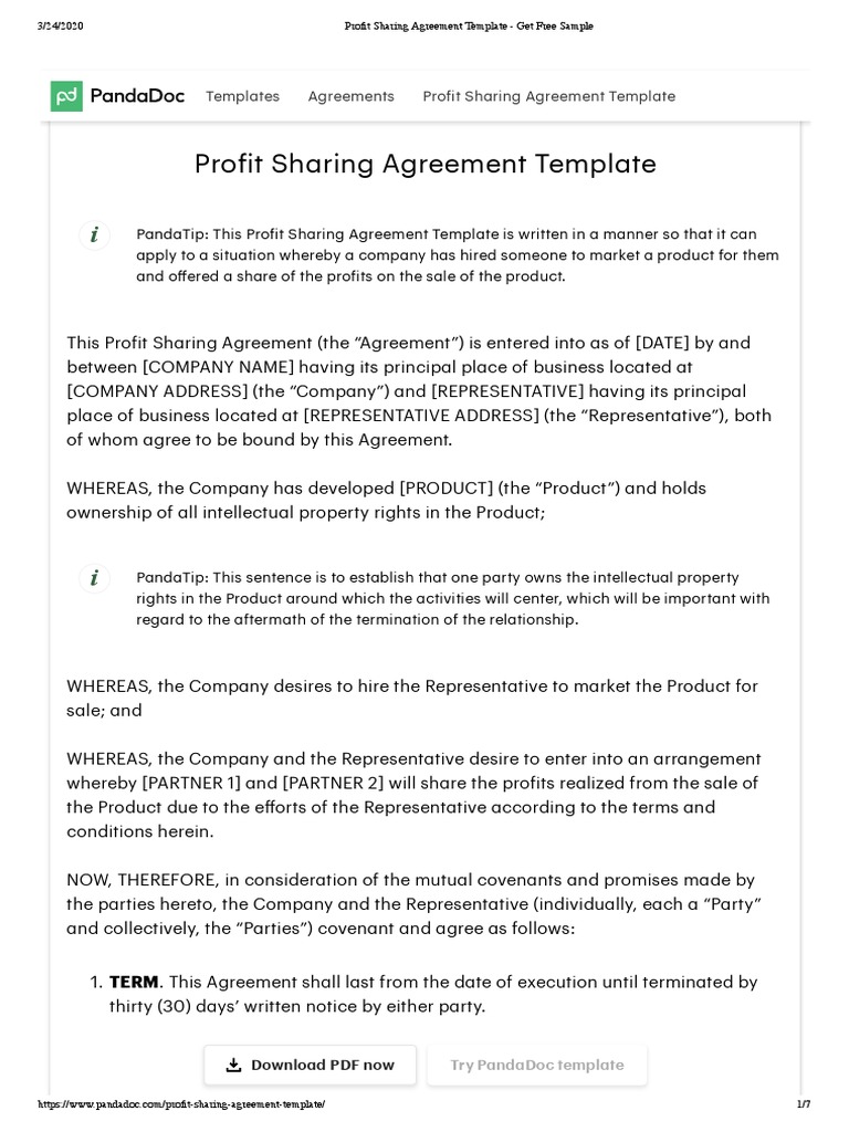 Profit Sharing Agreement Template - Get Free Sample PDF | PDF ...