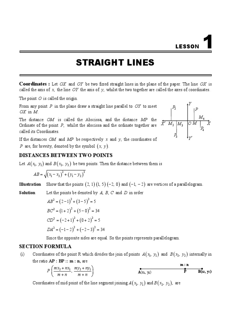 Straight Line PDF | PDF | Line (Geometry) | Cartesian Coordinate System