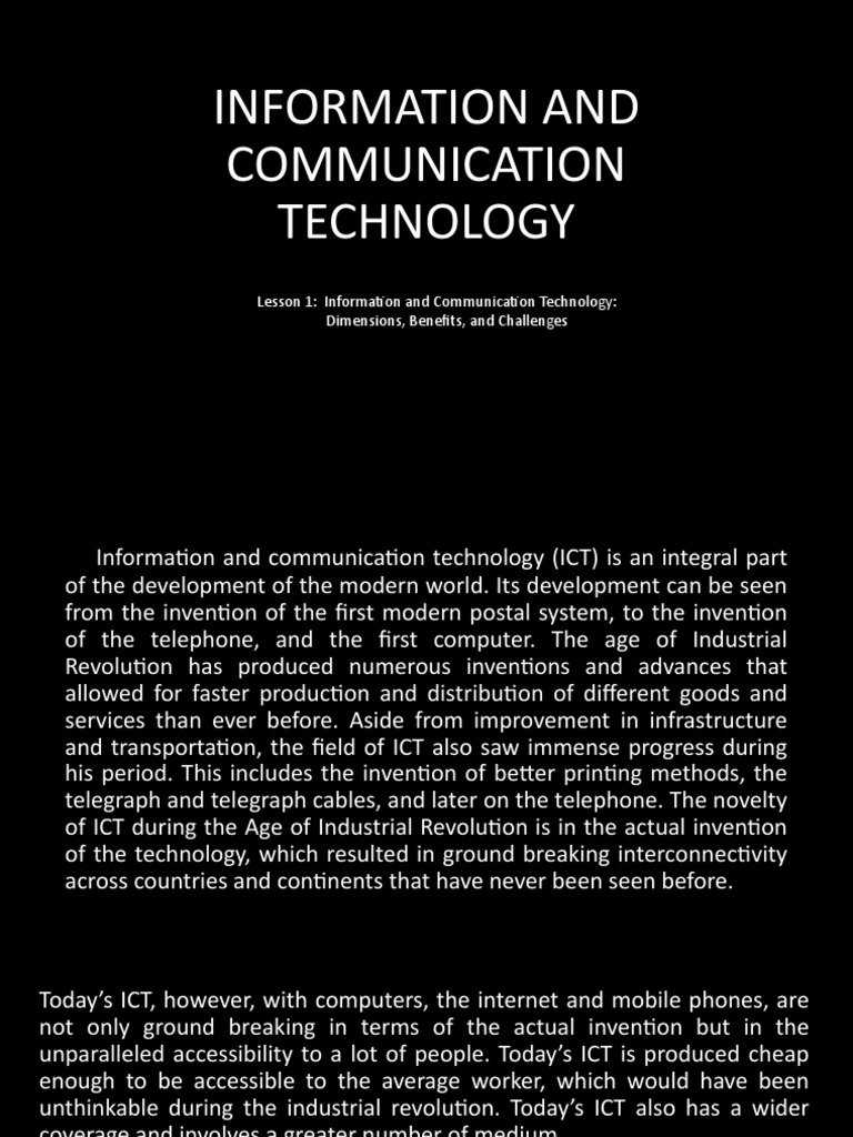 Information Communication Technology | PDF | Internet Access ...