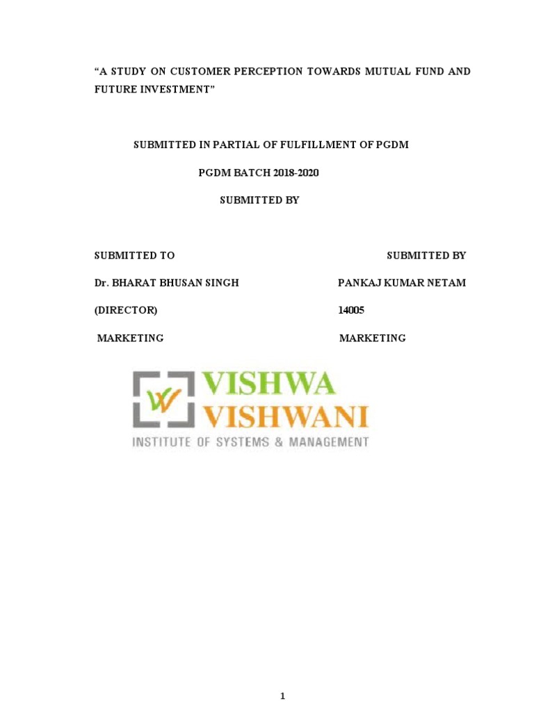 Customer Perception Towards Investment in Mutual Fund | PDF | Mutual ...