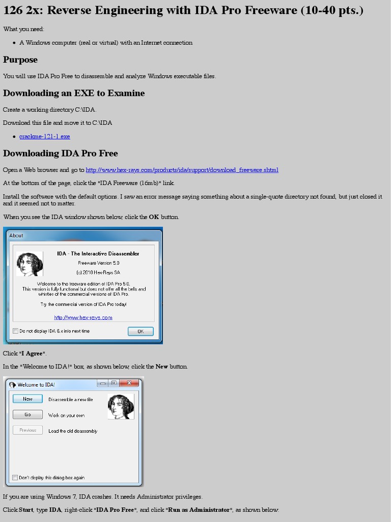 126 Proj 2x Reverse Engineering With IDA Pro Freeware (10-40 PTS ...