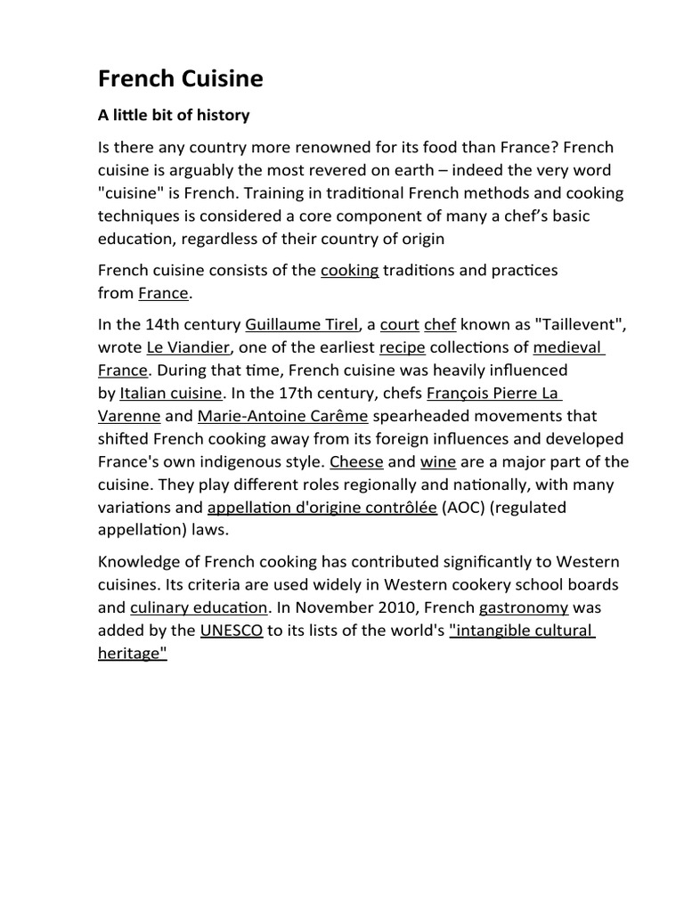 French Cuisine | PDF | French Cuisine | Foods