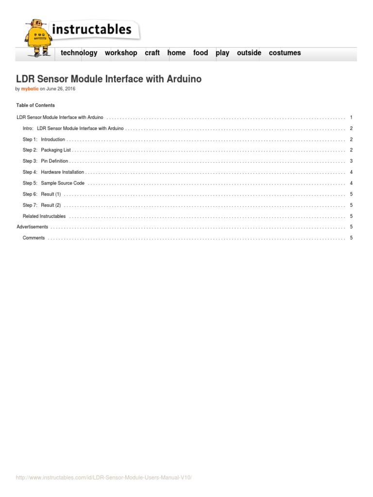 LDR Sensor Module Users Manual V10 | PDF | Analogue Electronics | Sensor