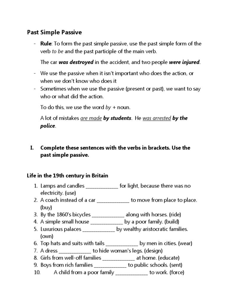Past Simple Passive | PDF | Verb | Syntax