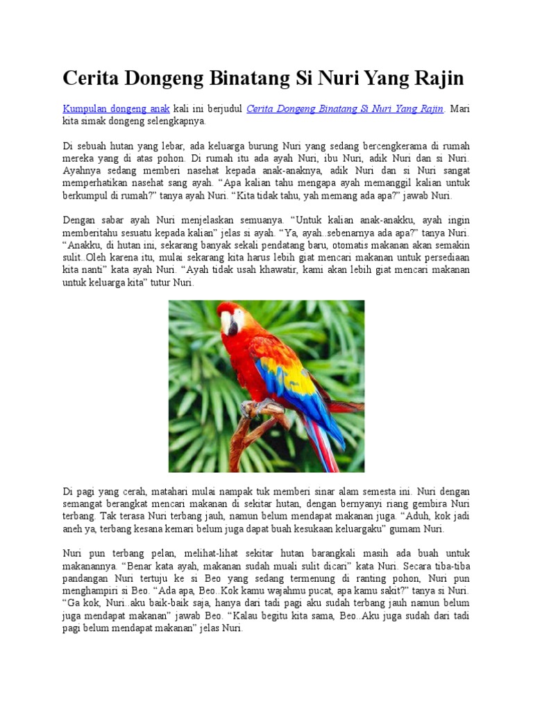 Cerita Dongeng Binatang Si Nuri Yang Raj | PDF | Seni & Disiplin Bahasa