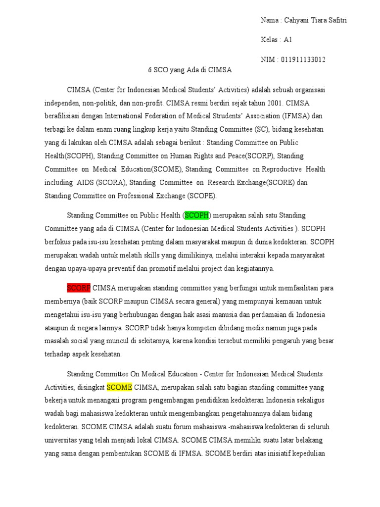 6 SCO Yang Ada Di CIMSA | PDF