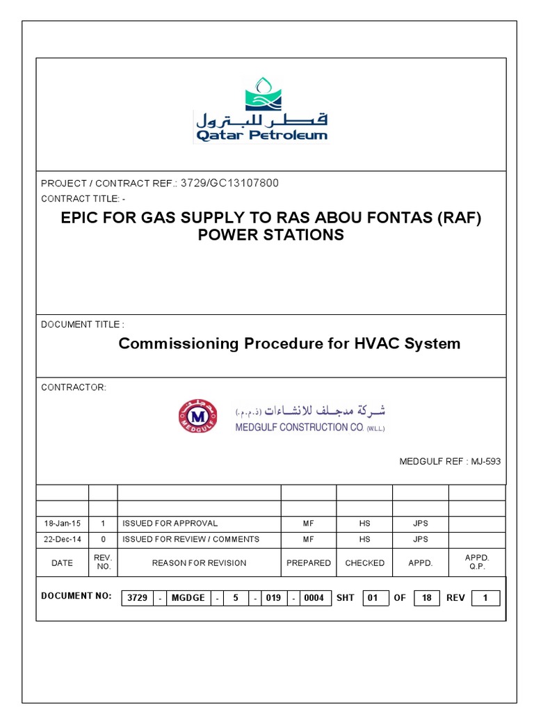 Commissioning Procedure For HVAC SYSTEM | PDF | Duct (Flow ...