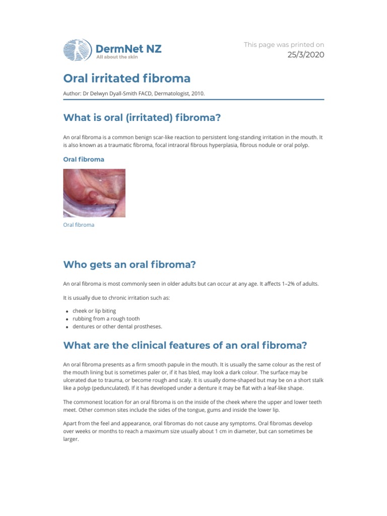 Oral Irritated Fibroma - DermNet NZ PDF | PDF | Mouth | Medicine