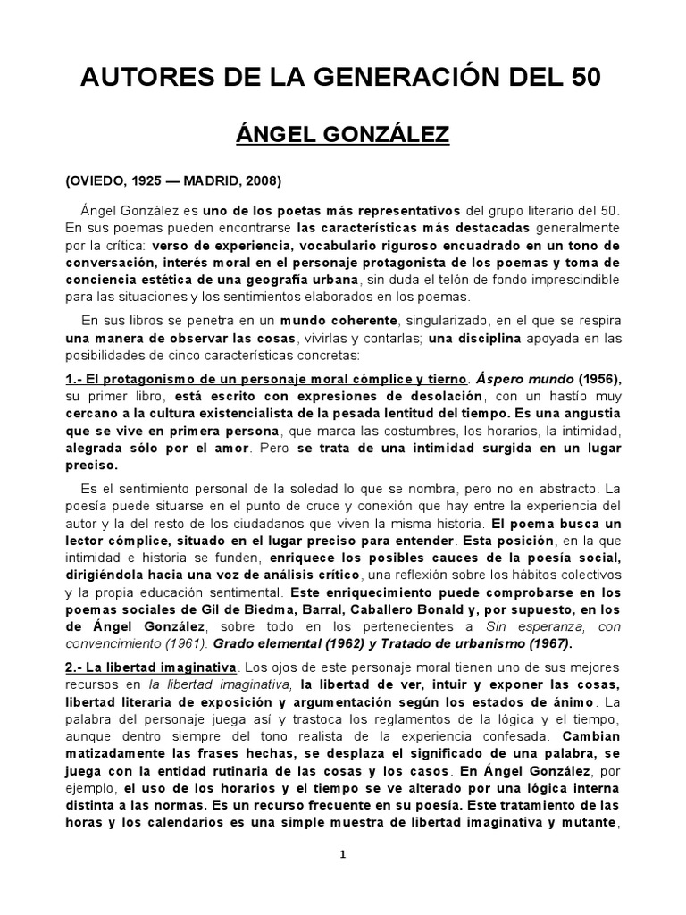 Autores de La Generación Del 50. Nuevo. Revisado | PDF | Poesía