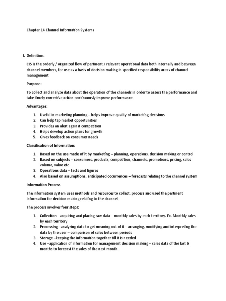 Channel Information System | PDF | Data | Marketing