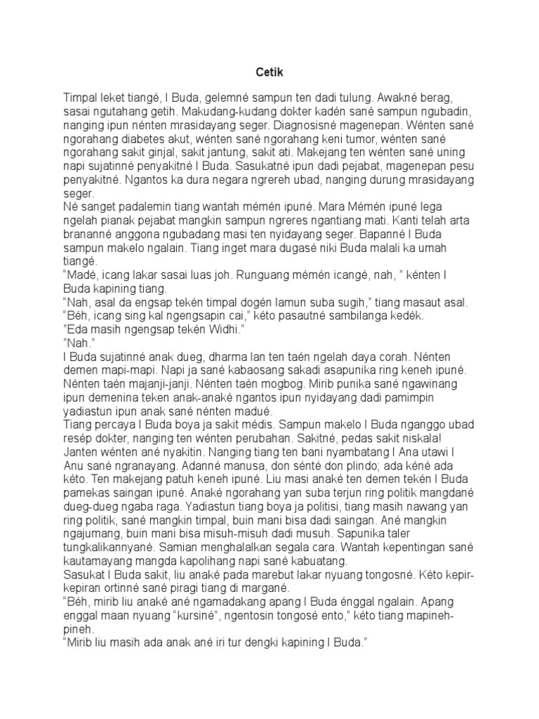 Cerpen Bahasa Bali Cetik Pdf