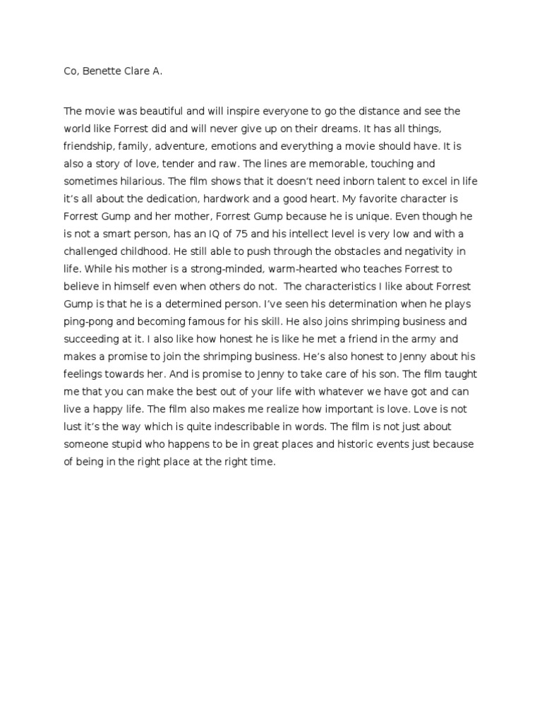 Forrest Gump Reflection | PDF