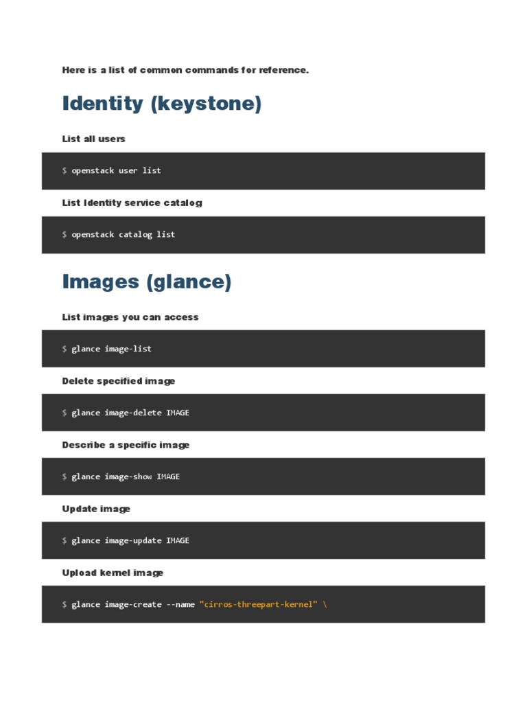 Openstack Reference Commands | PDF | Open Stack | Secure Shell