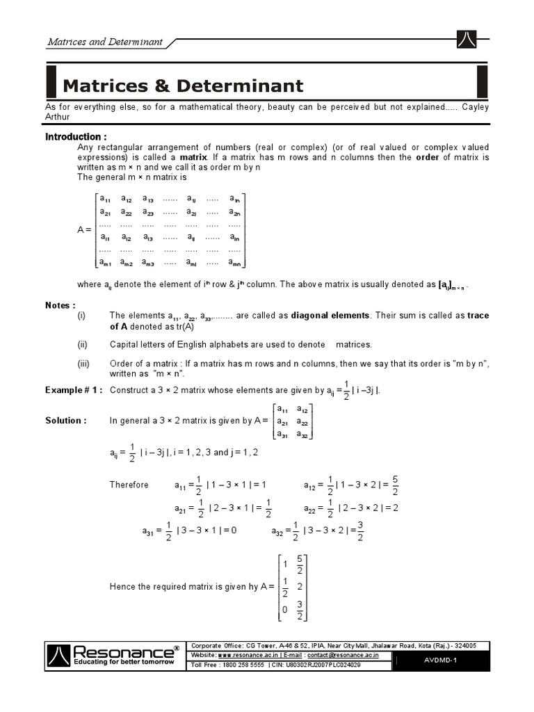 (10964) Sheet 01 Matrices and Determinant B PDF | PDF | Matrix (Mathematics) | Determinant